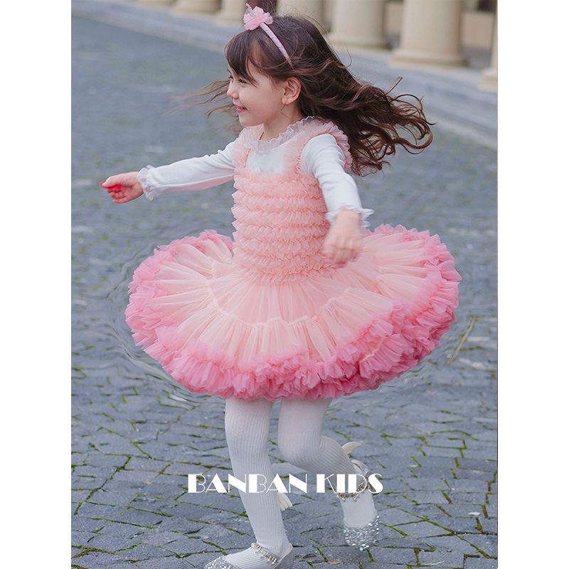Pink Nobility Baby Girls Dress Princess Pompous Gauze Cake Dress ...