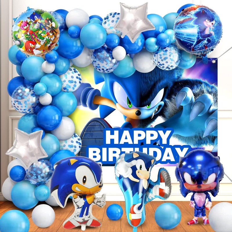 72pcs Sonic The Hedgehog Theme Balloon Party Set Sonic The Hedgehog ...