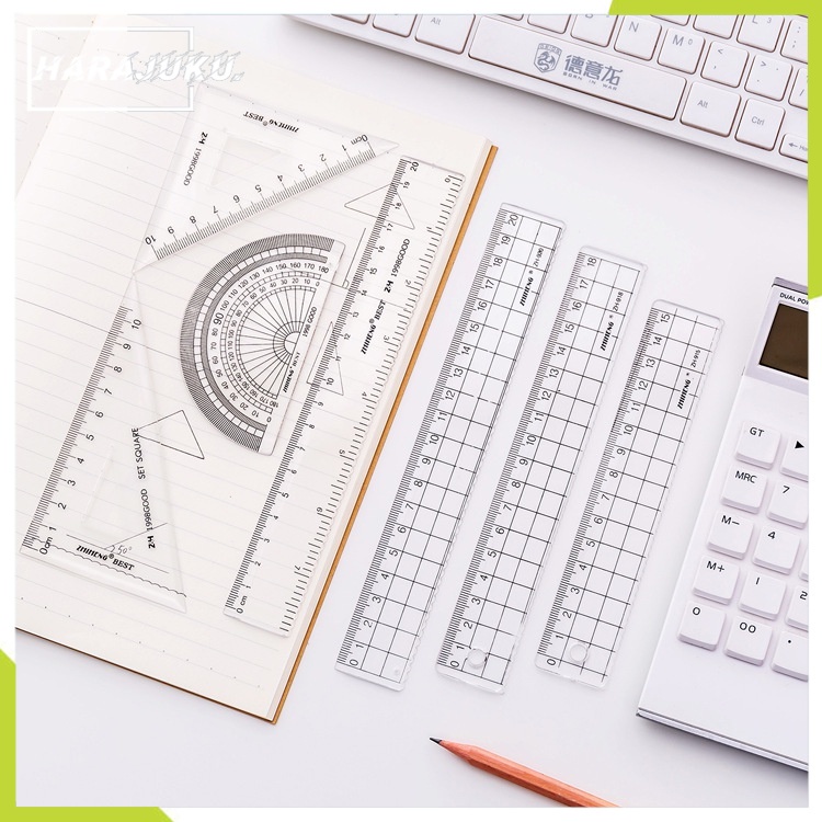 Simple MUJI Style Ruler Transparent Plaid Acrylic Plastic Ruler Set ...