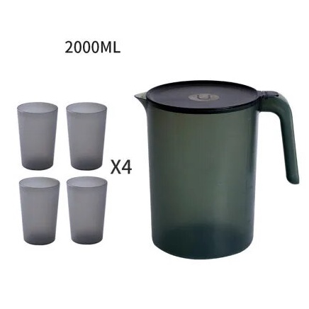 2L Pitcher Pitsel Fiberglass Cup Juice Container Water Jug with Free 4 ...