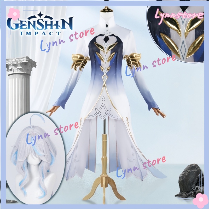 GENSHIN IMPACT FOCALORS Cosplay Costume Wig FURINA Dress Fontaine Hydro ...