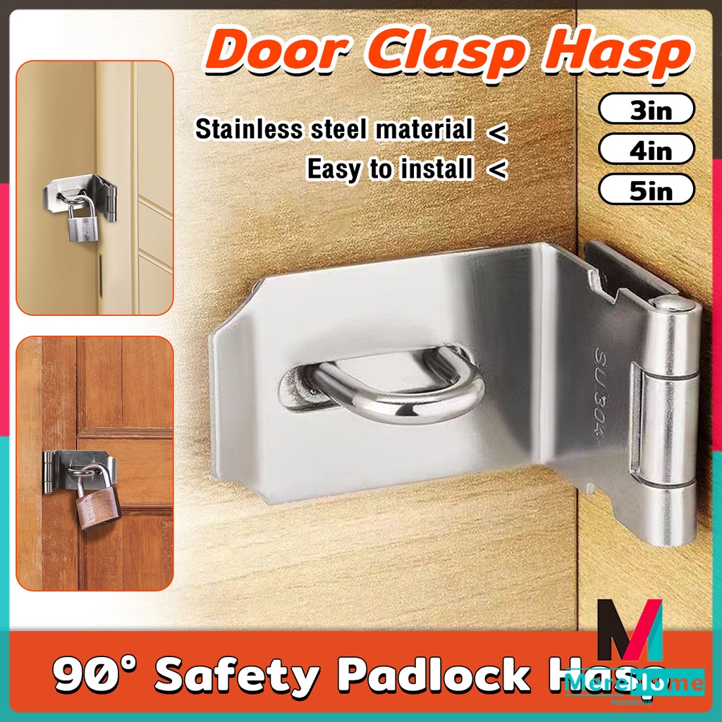 MereHome 3/4/5 Inches 90/180 Degree Padlock Hasp Stainless Steel ...