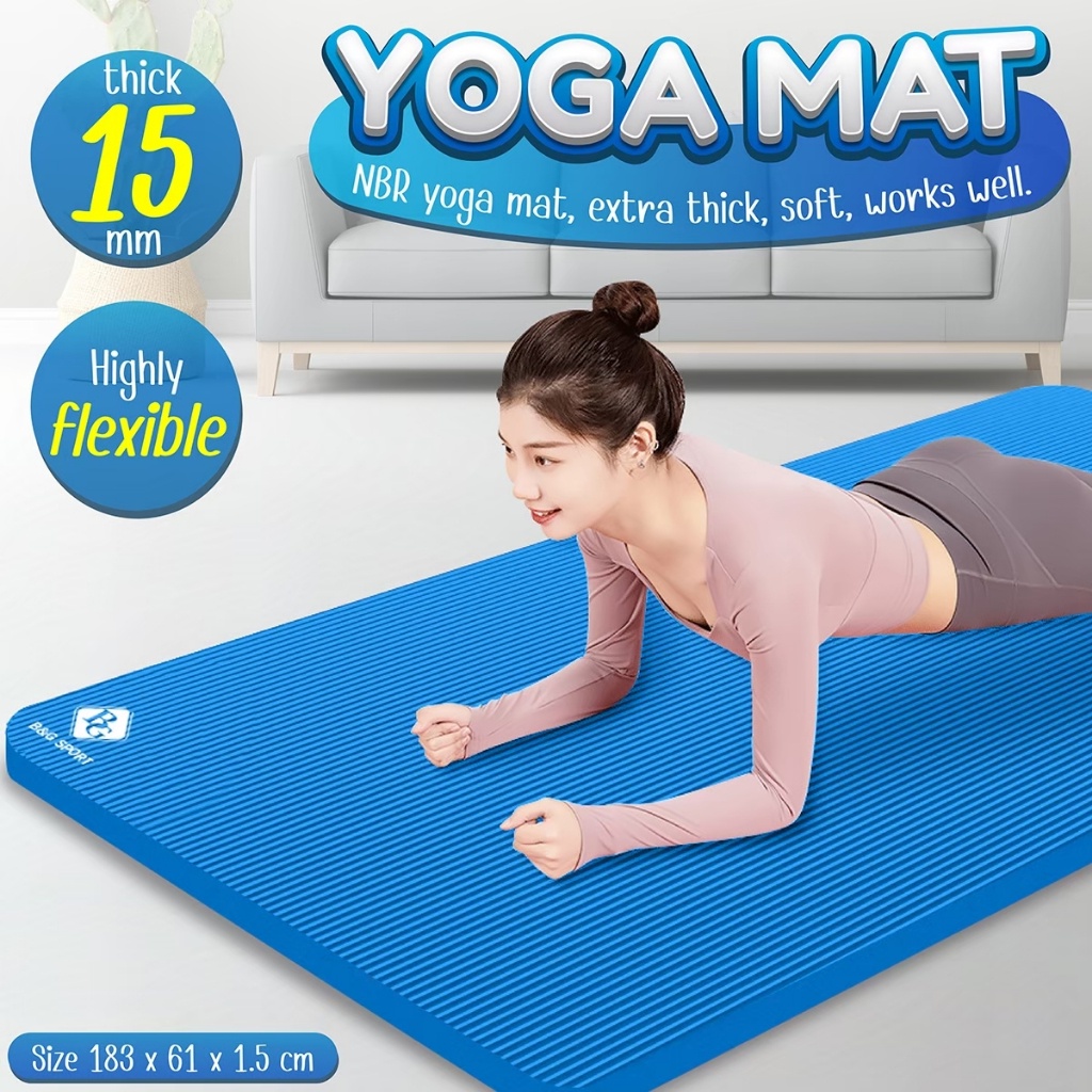 B&G SPORT NBR Yoga Mat 10&15MM Anti Slip Training Workout Mat For Gym ...