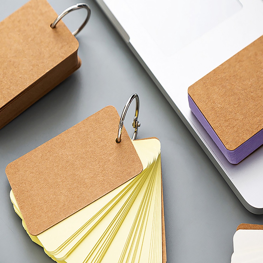 50 Pages Kraft Paper Loose-leaf Card Study Memo Easy Flip Cards ...
