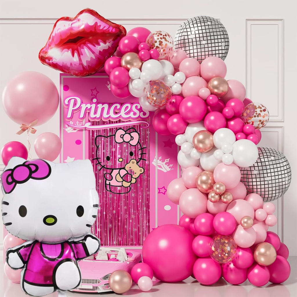Disney Hello Kitty Balloons Garland Arch Kit Pink Kitty Foil Balloon ...