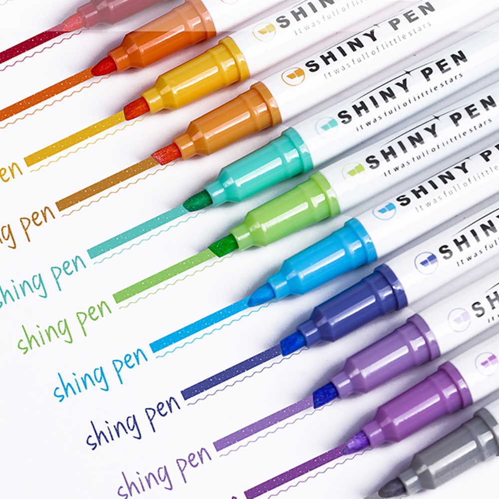 4Pcs/Set Shiny Glitter Highlighter Metallic Color Marker Pens Student ...