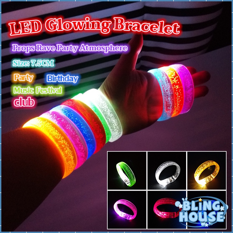 Bling LED Glowing Bracelet Flashing Wristband Bar Concert Cheer Props ...