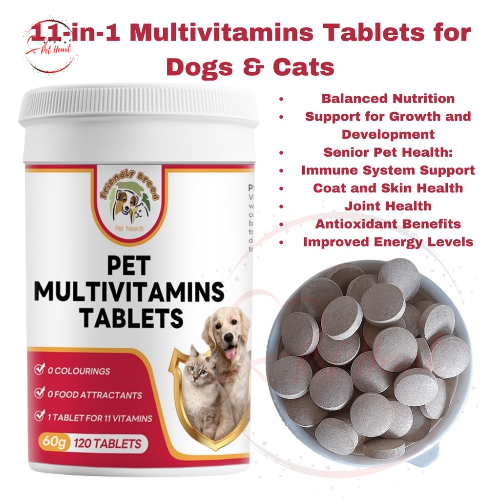 120pcs 11-in-1 Pet Multivitamin for Dog and Cat Probiotic Tablets ...
