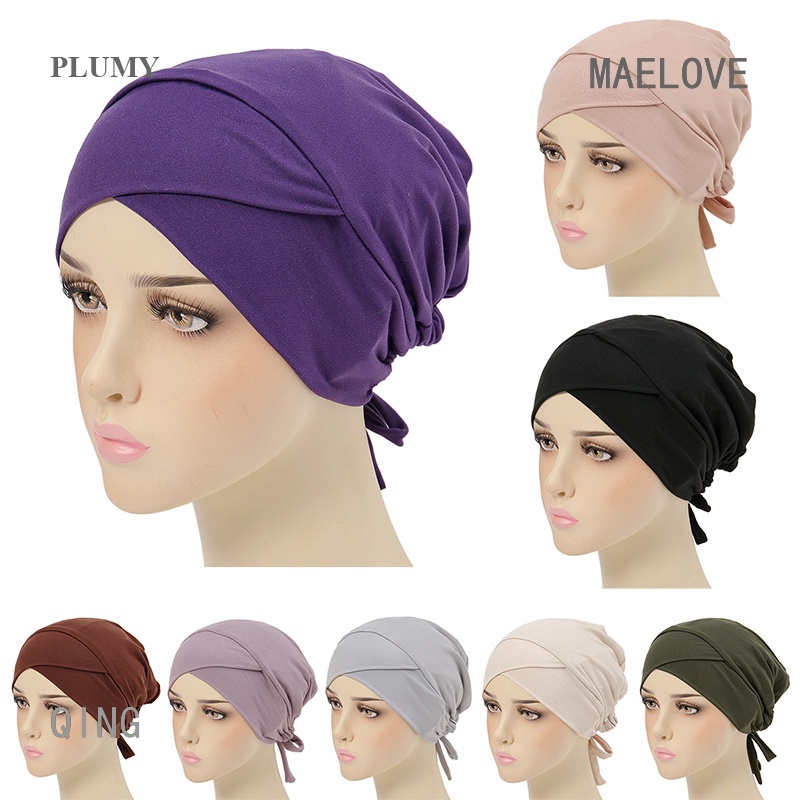 QJZB Women's Hijab Islamic Hijab Hood With Back Tie Solid Color Base ...