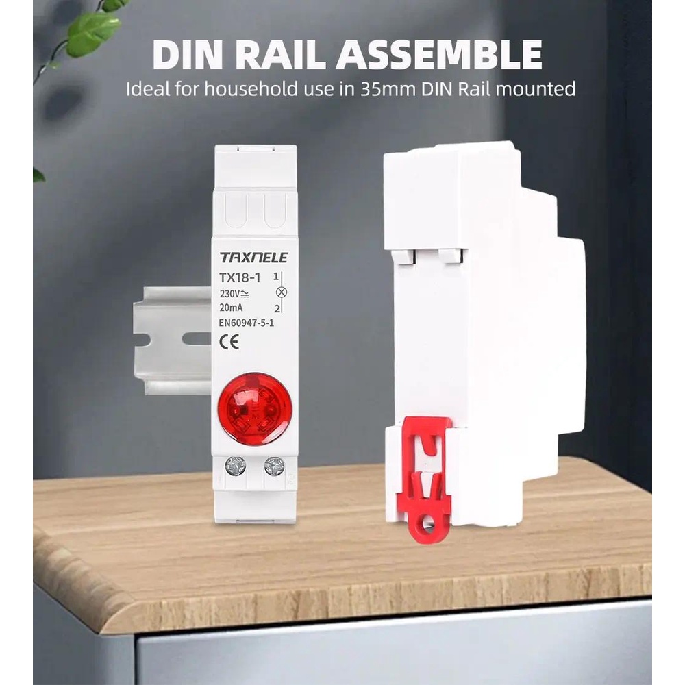 Din Rail Mount LED Signal Lamp AC DC 220V 230V Indicating Pilot Lights ...