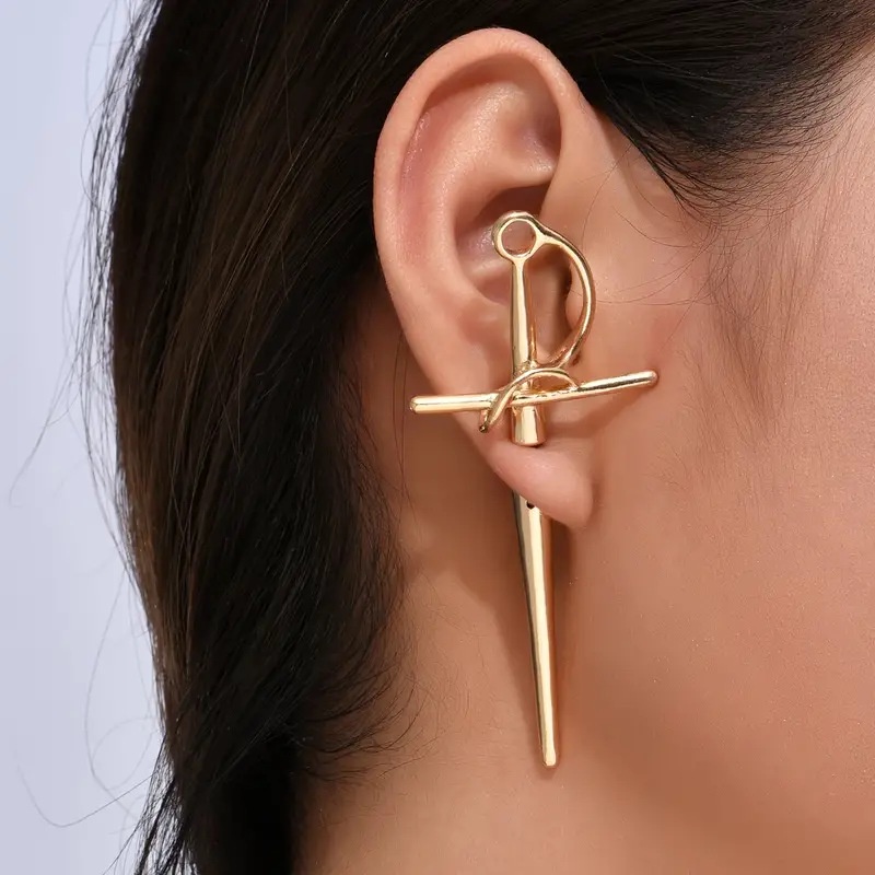 Retro Exaggerated Sword Earring for Men Women Gothic Swords Earrings ...