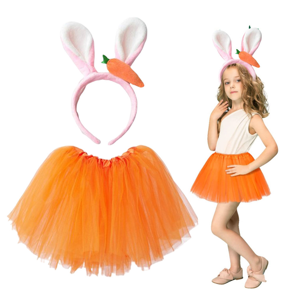 Girls Easter Bunny Costume Easter Cute Rabbit Ears Carrot Headband ...