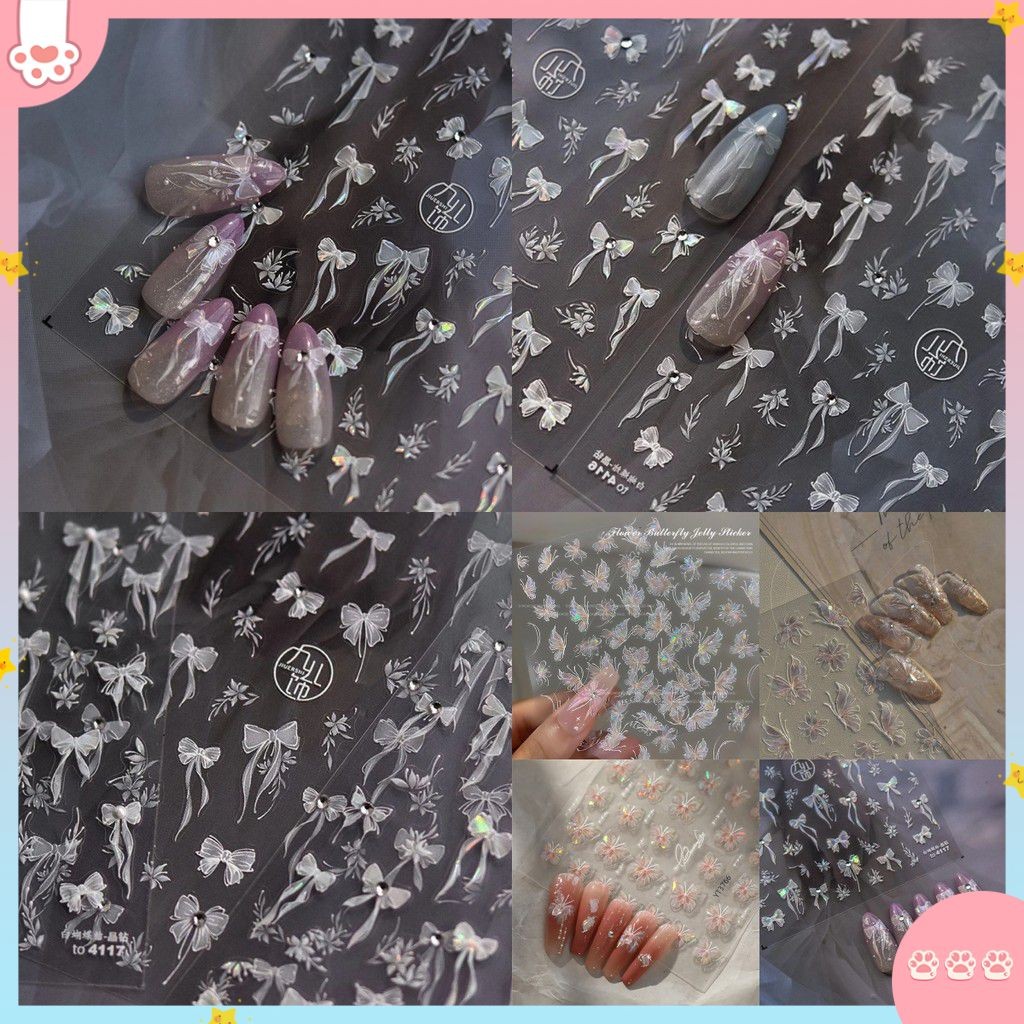 COD COD 7Type Nail Sticker Elegant Pearl Shell Glow Flower Branch Long ...