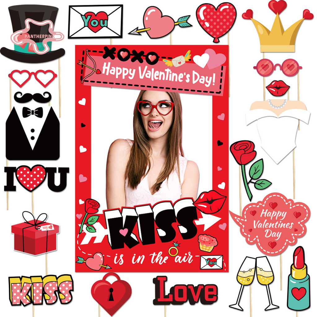 [PINK] Valentine's Day Photo Booth Frame Party Photo Booth Selfie Frame ...
