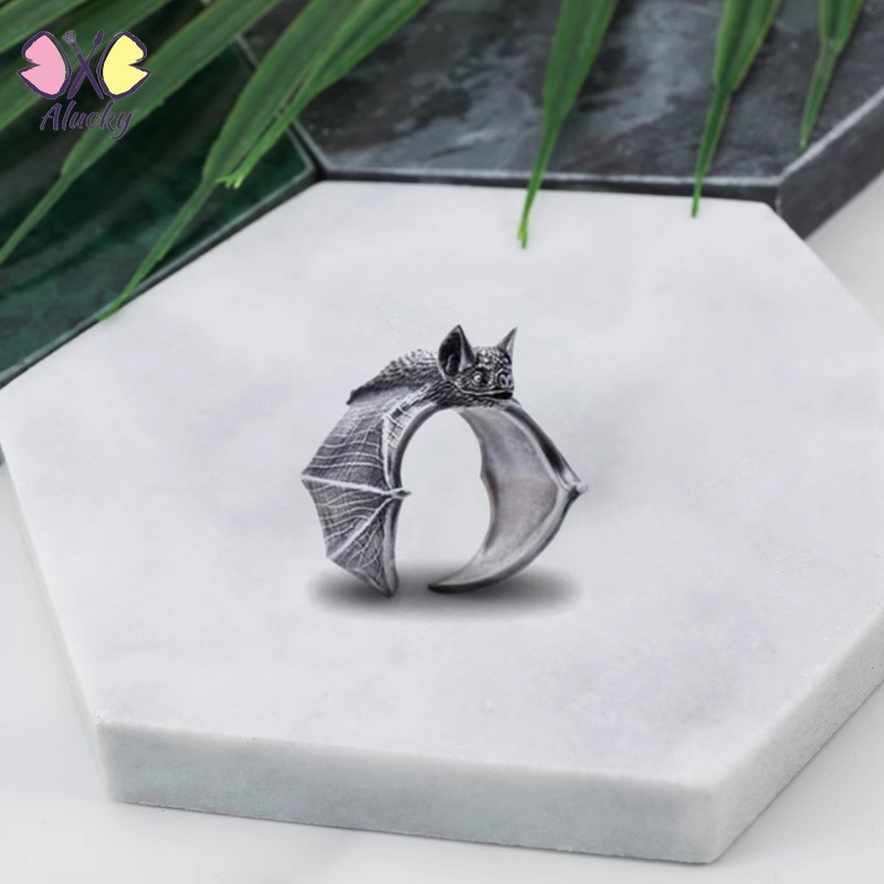 Lucky./ Halloween Retro Bat Ring Gothic Role-playing Open Mouth Ring ...