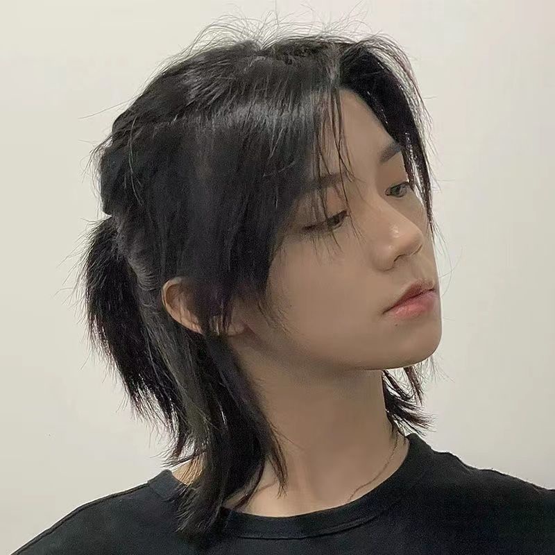 Wolf Tail Wig Male Long Hair Japanese Boy Samurai Head Middle Section ...