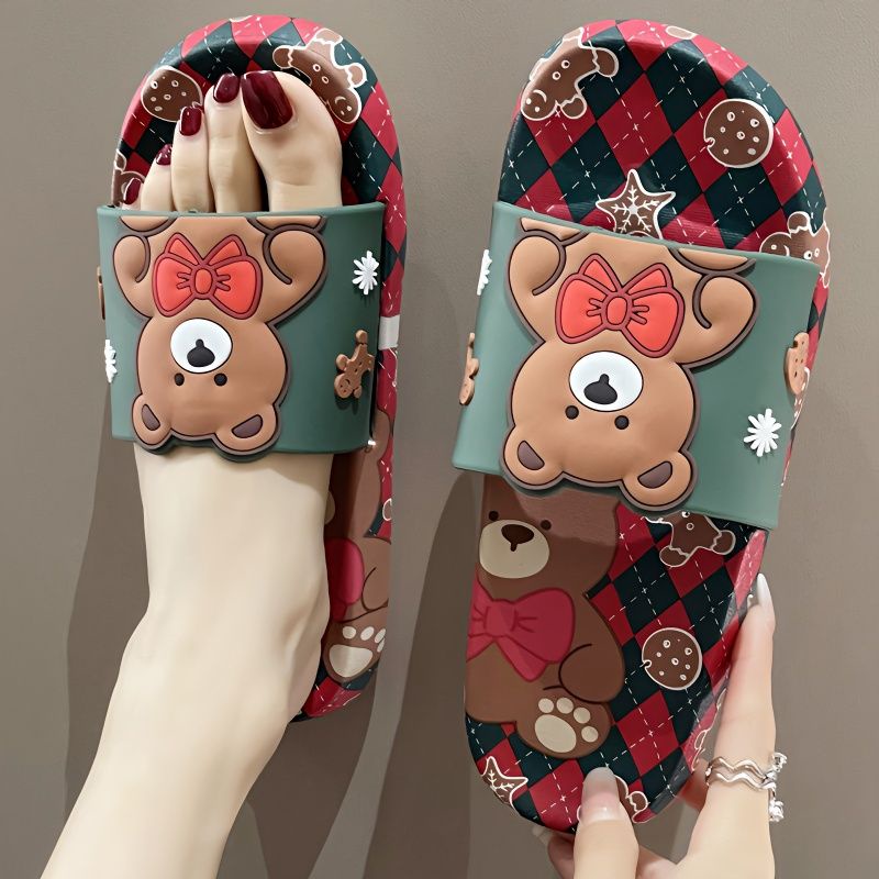 hot Cute Bear Thick Bottom Indoor Rubber Slipper (Add 1 Size) | Shopee ...