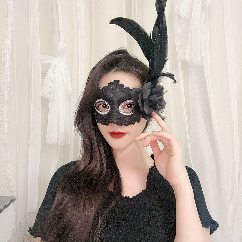 Half Face Princess Fairy Feather Mask Tik Tok Same Style Halloween ...