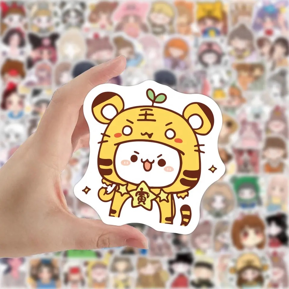 100 PCS Cute Little Girls Sticker Kawaii Japanese Cartoon Girl Graffiti ...