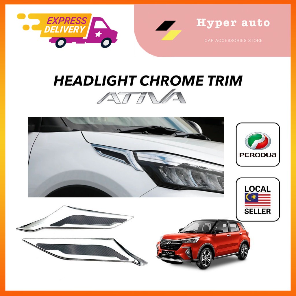 Perodua Ativa headlight trim headlamp chrome carbon garnish exterior ...