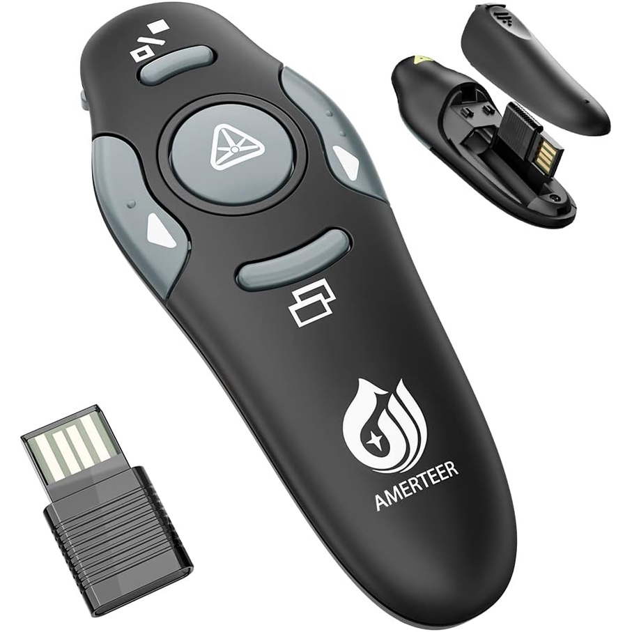 Amerteer 2.4GHz Wireless Presenter PPT Controller Presentation Remote Control Laser Pointer ...