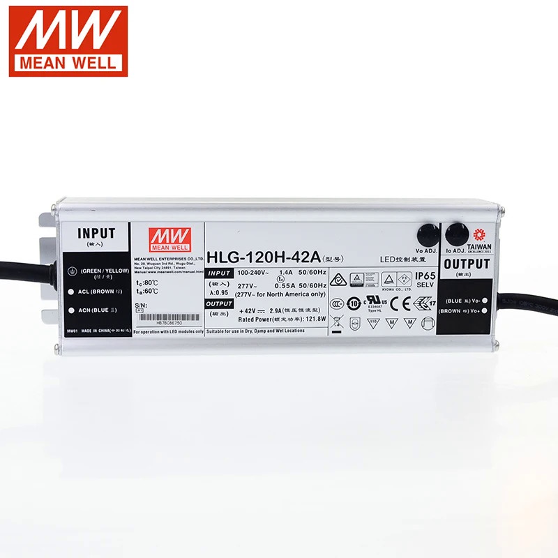 MEAN WELL LED driver HLG-120H-42A 36V LED Power Supply 110V/220V AC to 42V DC 2.9A 120W ...