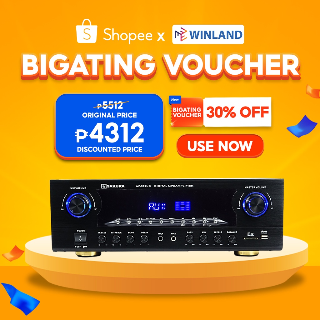 Sakura by Winland Digital MP3 Amplifier 2 Mic Input BT/USB/SD/AM/FM 2 x 450W AV-389UB | Shopee ...