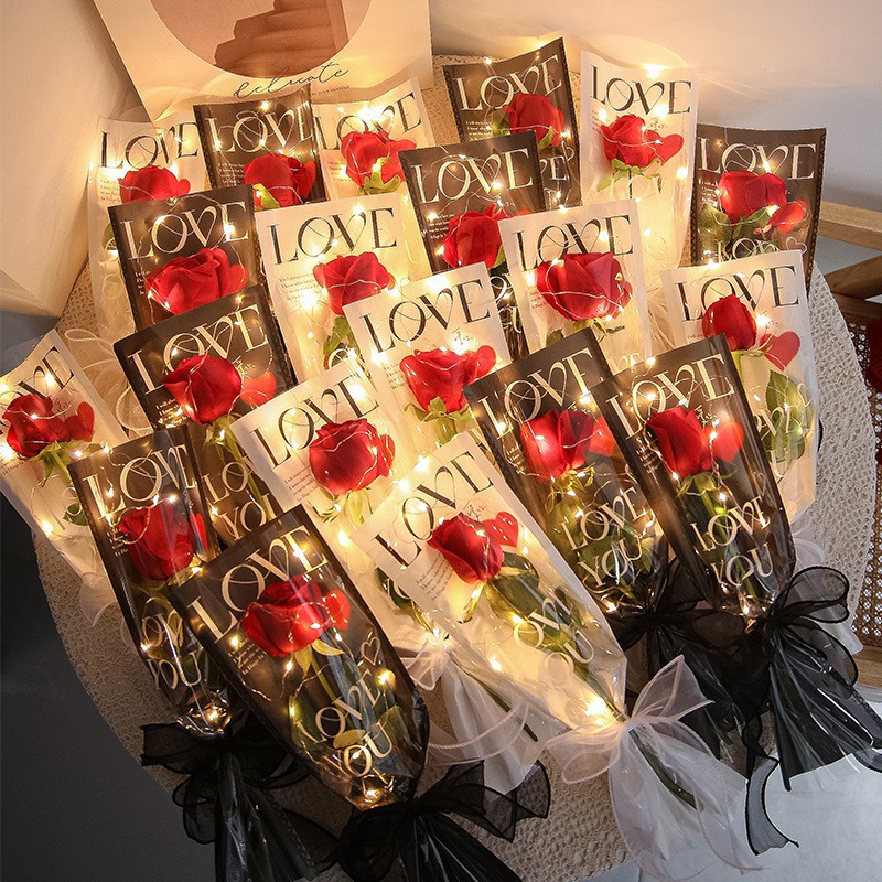 20Pcs Lot Single Rose Flower Packaging Bag Gift Wrapping Paper Wedding ...