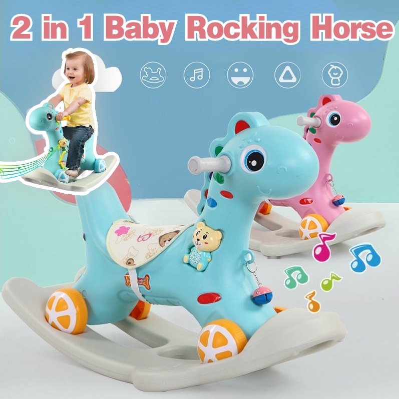 Kids Rocking Horse Safe Push Car 2 in 1 Baby Multifunctional Pony ...