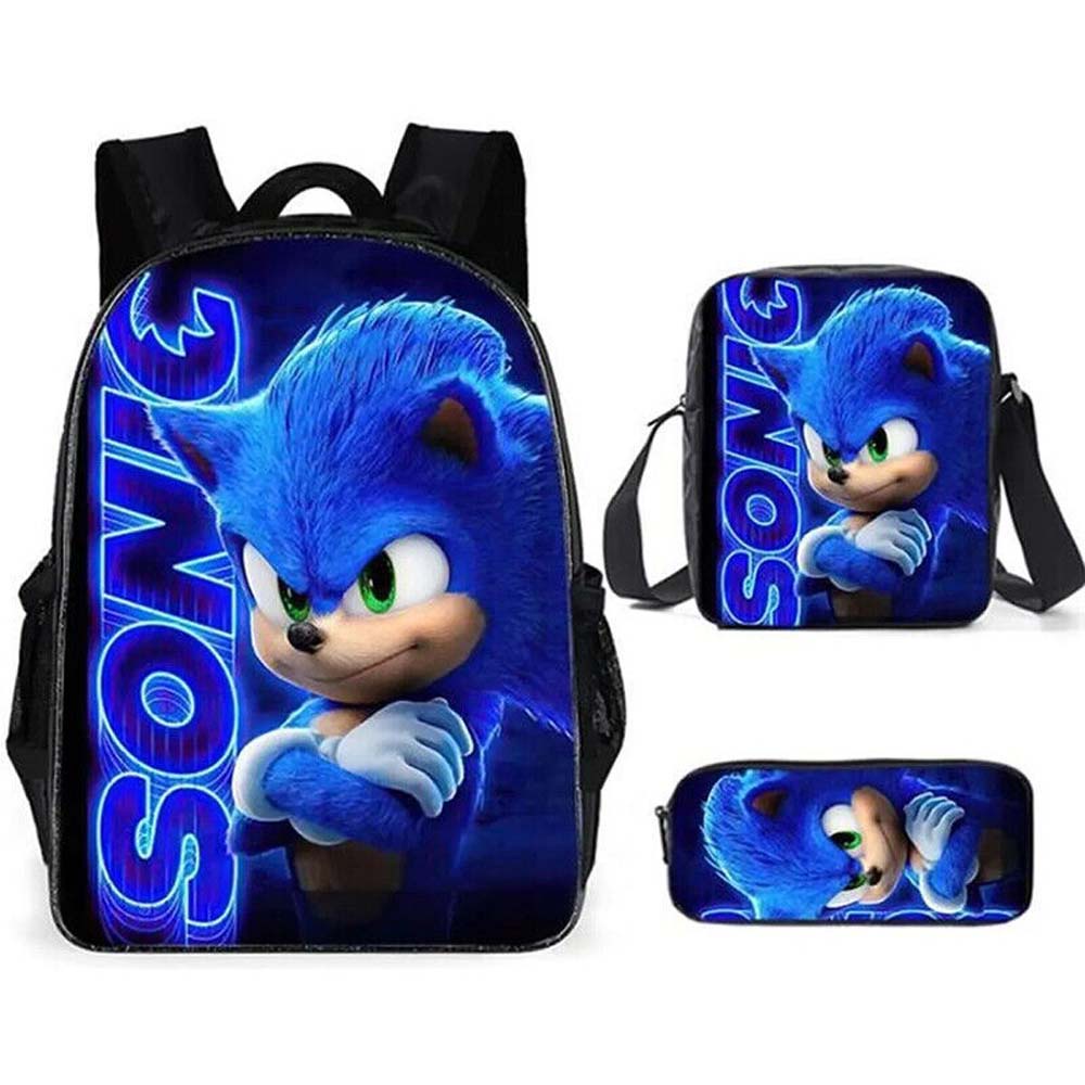 3PCS Sonic The Hedgehog Backpack Set Student Shoulder Bag Handbag ...
