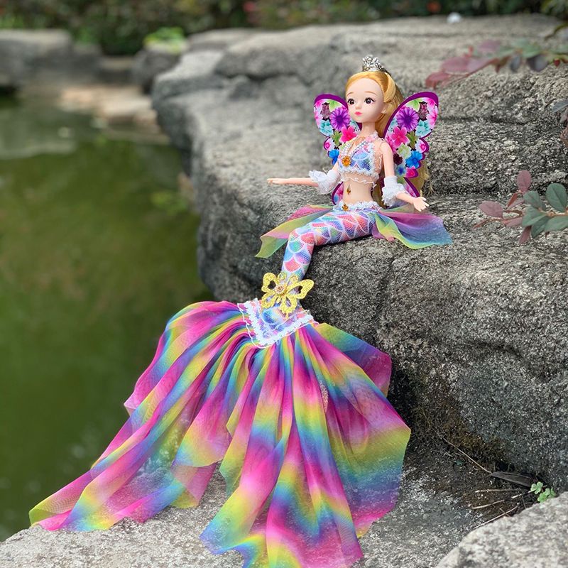 Mermaid Princess Barbie Creative Handmade Doll Wedding Dress Children ...