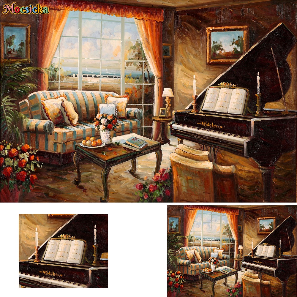 Painting Texture Backdrop Decoration Window Music Room Home Retro ...
