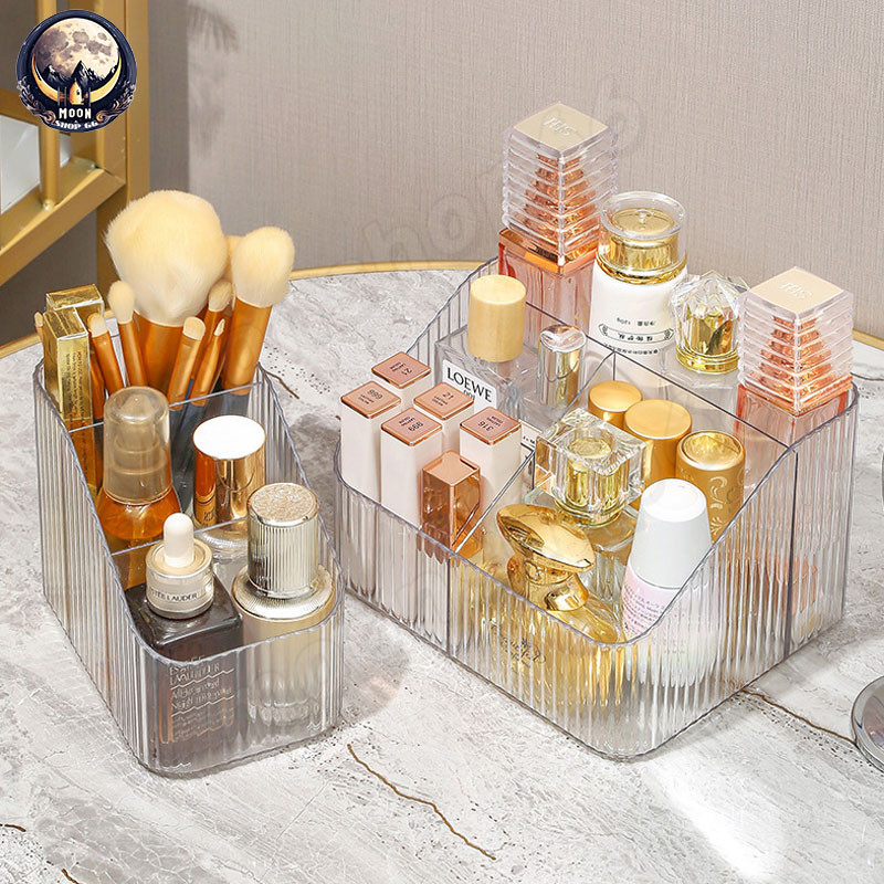 Transparent Pen Storage Box Desk Stationery Divided Into Compartments ...