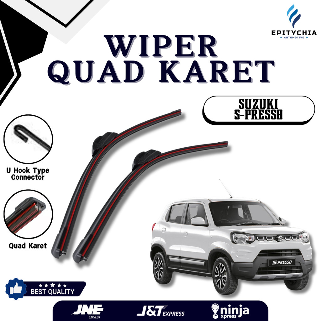 Frameless Quad Blade Wiper for Suzuki S-Presso Spresso 4 rubber layers ...
