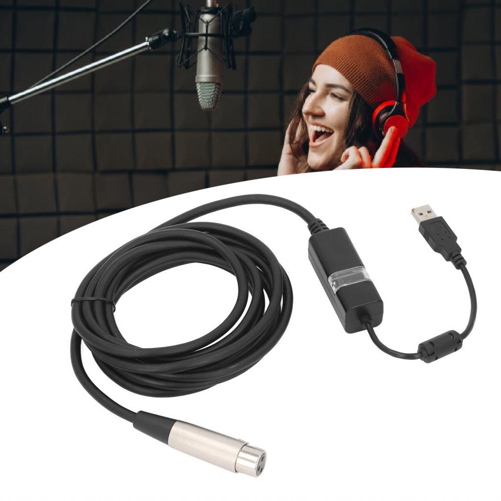 Bamaxis USB Microphone Cable 10FT Male to XLR Female Mic Link Converter ...