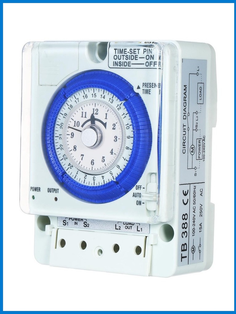 24-Hour Mechanical Timer with Battery 15-Minute Intervals Push Pins Non ...