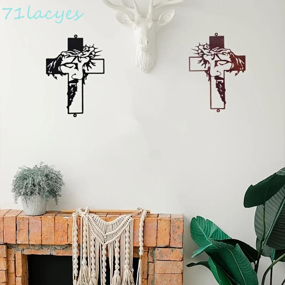 LACYES Easter Metal Cross Silhouette, Hollow Laser Engraving Easter ...