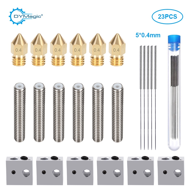 0.4mm MK8 Extruder Brass Nozzle Print Heads M6 30mm Throat Heater Block ...