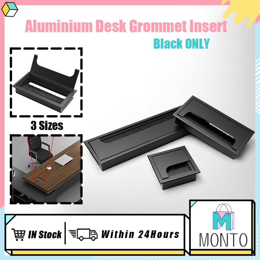 3 Sizes Office Hardware Matt Black Rectangle Wire Cable Grommet ...