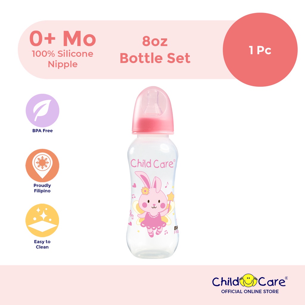 Child Care 8oz Shape Baby Bottle For Girl (Anti Colic) (Standard Neck ...