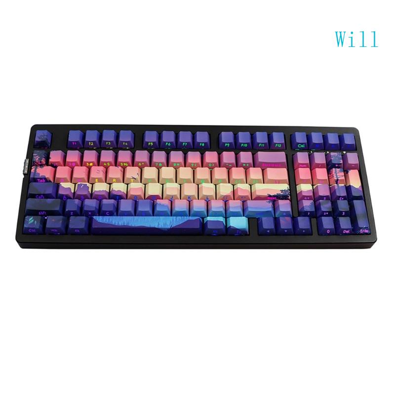 Will 124 Key Purple Custom Keycap Set Dye Sub Side-lit Backlight Keycap ...