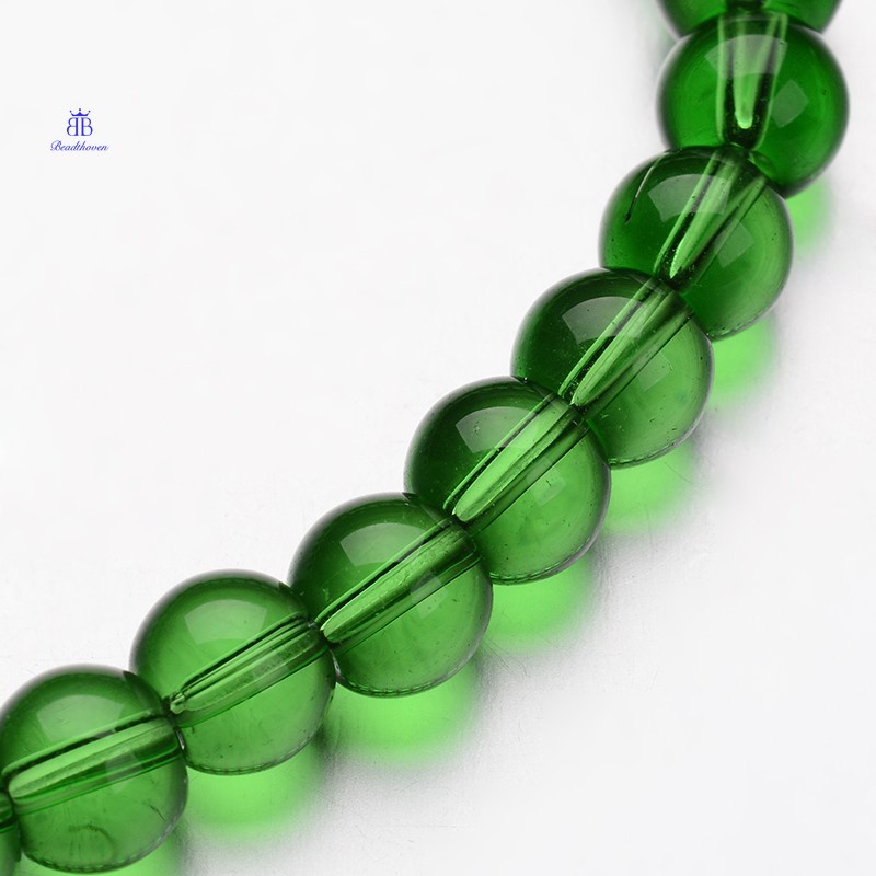 1~5Strand Glass Round Bead Strands Green 4mm Hole: 1mm about 75~80pcs ...