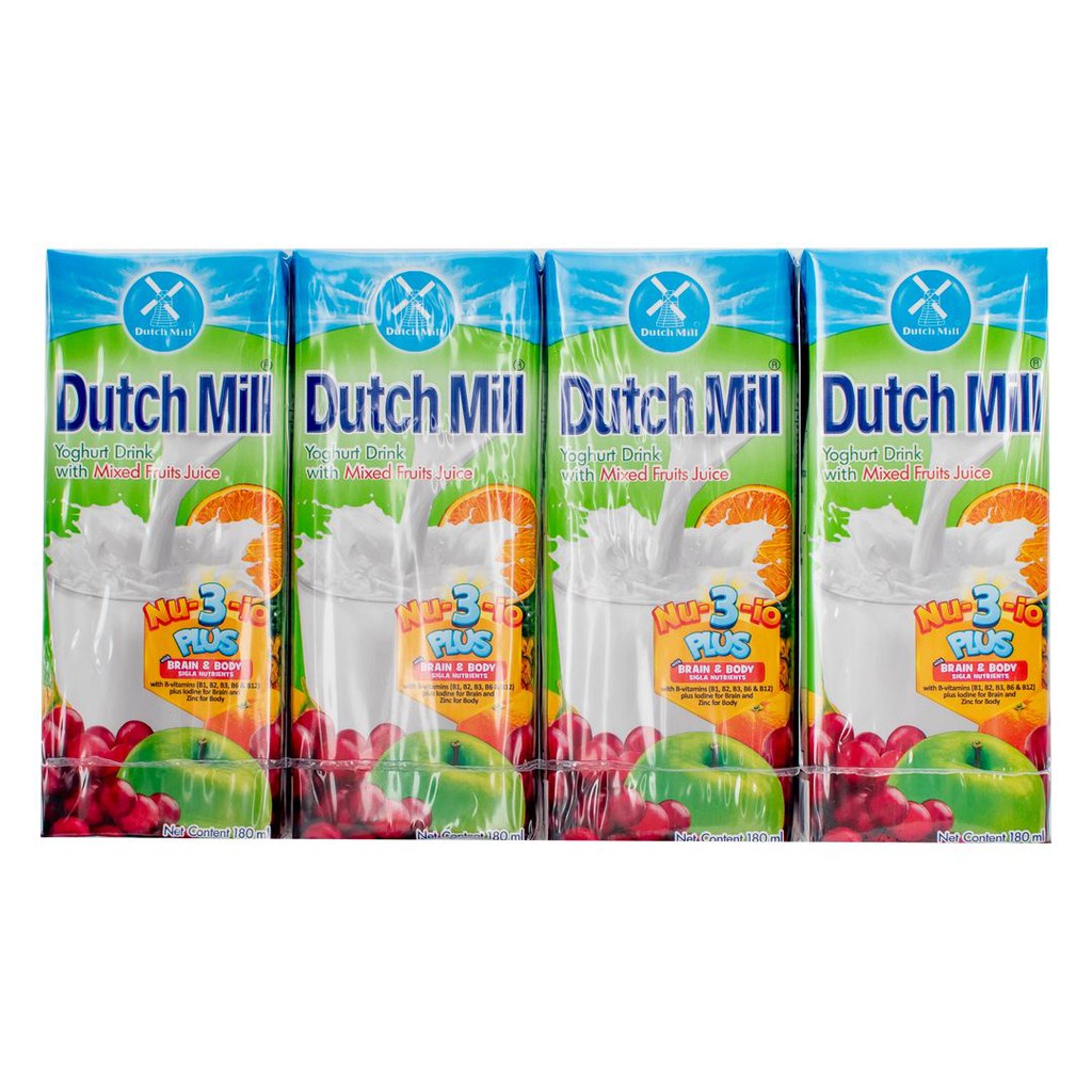 Dutch Mill Yoghurt Drink Mixed Fruits Juice 180ml x 4 | Shopee Philippines