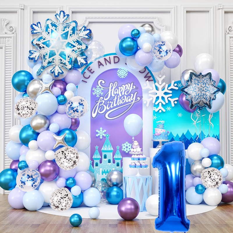 68pcs Frozen themed Balloon Garland Arch Set Decoration, Snow Foil ...