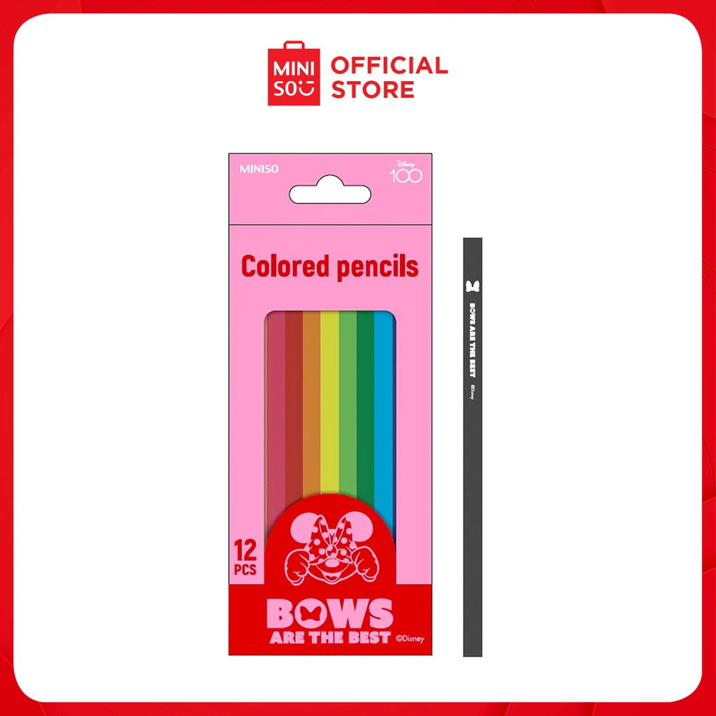 MINISO Disney 100 Smile Faces Collection Colored Pencil (12 Pcs, Minnie ...