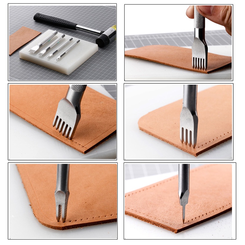 4Pcs Leather Sewing Punch Set Leather Chisel Hole Punches Tools 1 2 4 6 ...