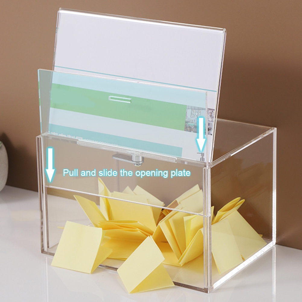Acrylic Donation Box with Lock and Sign Holder Ballot Suggestion Box ...