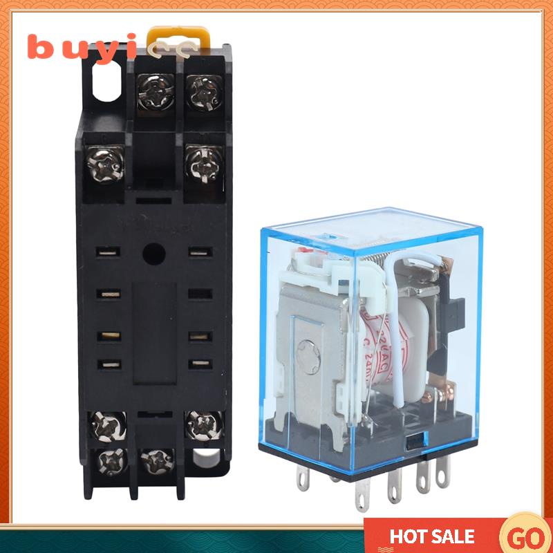 【Buyi00】220/240V AC Coil DPDT Power Relay MY2NJ 8 Pin w Socket Base ...