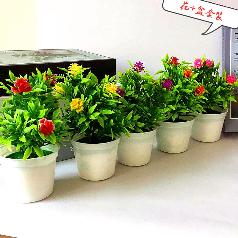 MINI Artificial flowers Potted 5 Small Rose flower artificial flowe ...