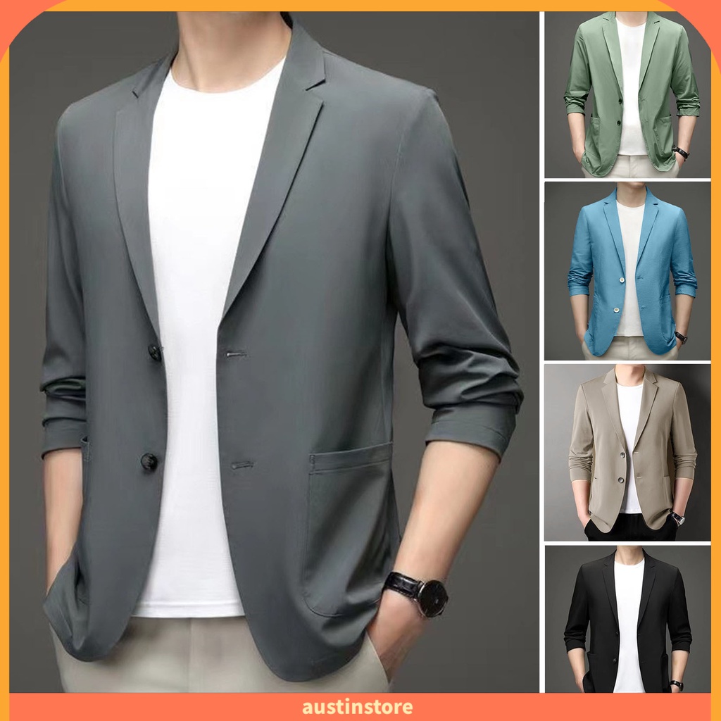 Formal Summer Suit Coat Business Coat Lapel Long Sleeves Double Buttons ...